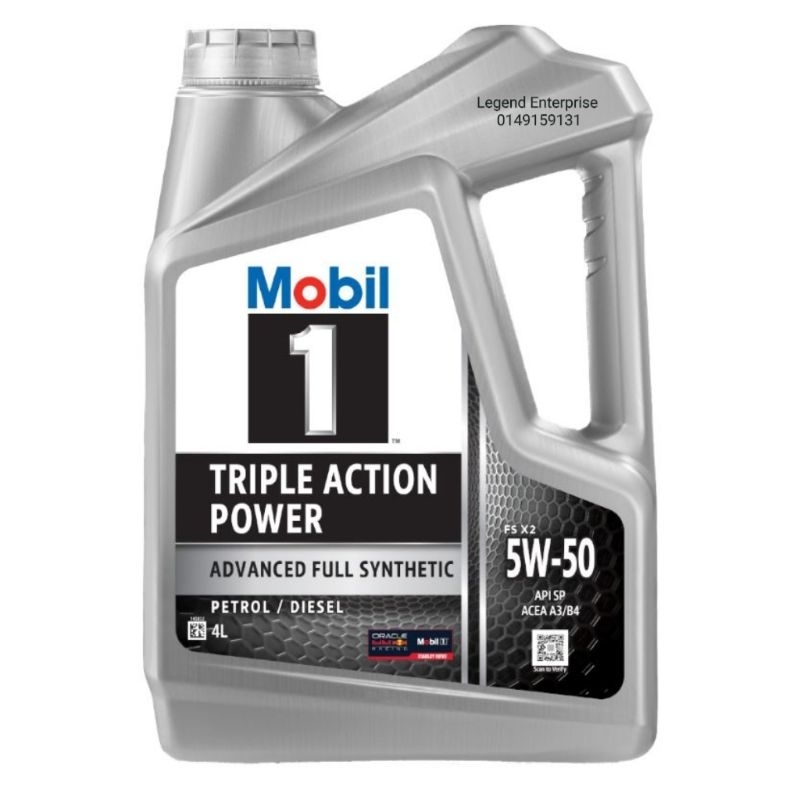 Mobil 1 5W-50 Triple Action Power Full Synthetic Motor Oil Engine Oil 5W50 | Shopee Malaysia