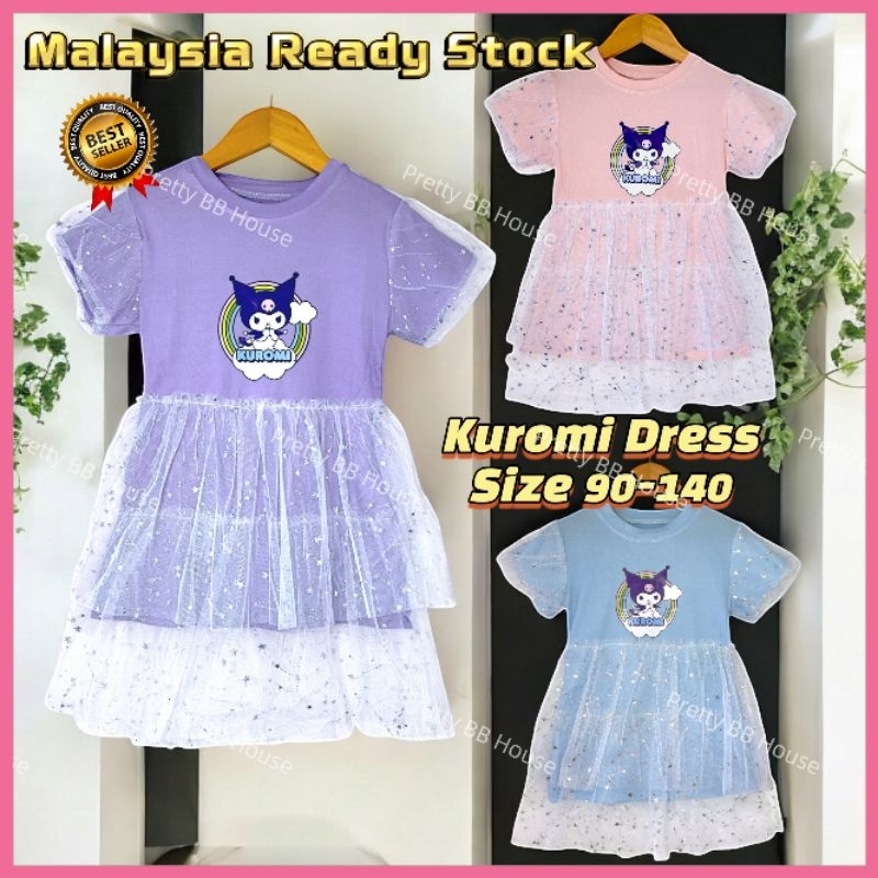 🍓Best Selling🍓2-8yrs Baby Girls' Kuromi princess Dress Baju Raya kuromi budak Perempuan | Shopee ...