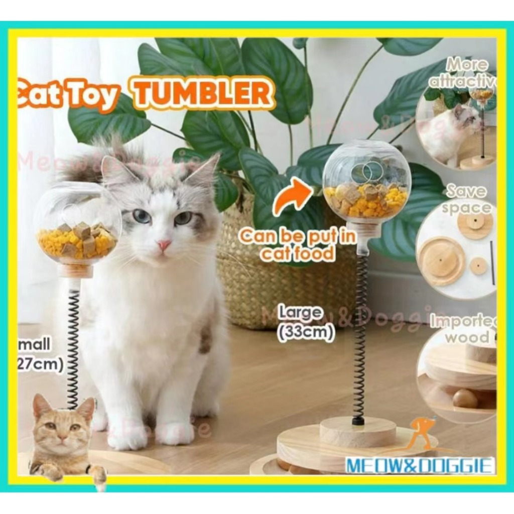 Wooden Cat Toy Roller Turntable Ball Interactive Kitten Indoor Cats IQ ...