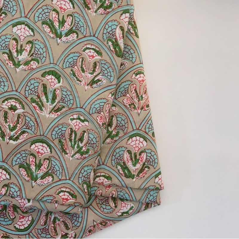 Indian Cotton Fabric. Hand-block printed. Kain Indian Cotton. 100% ...