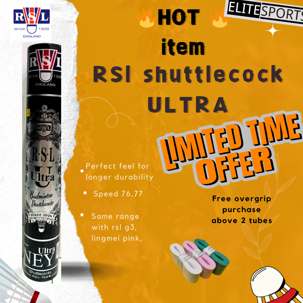 Rsl ultra shuttlecock badminton ready stock original bulu tangkis goose feather speed 77 ...