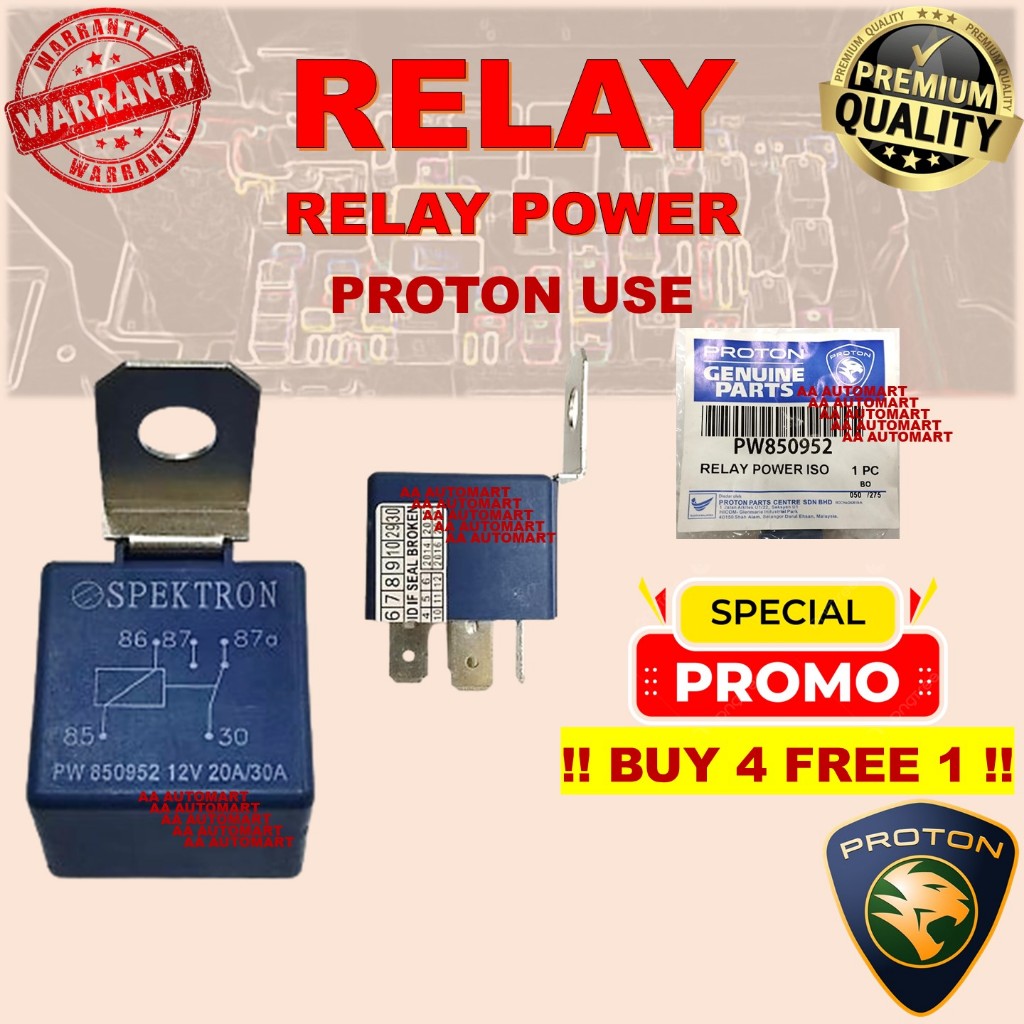 ORIGINAL PW850952 PROTON POWER FAN RELAY SPEKTRON 12V 5 PIN | Shopee ...