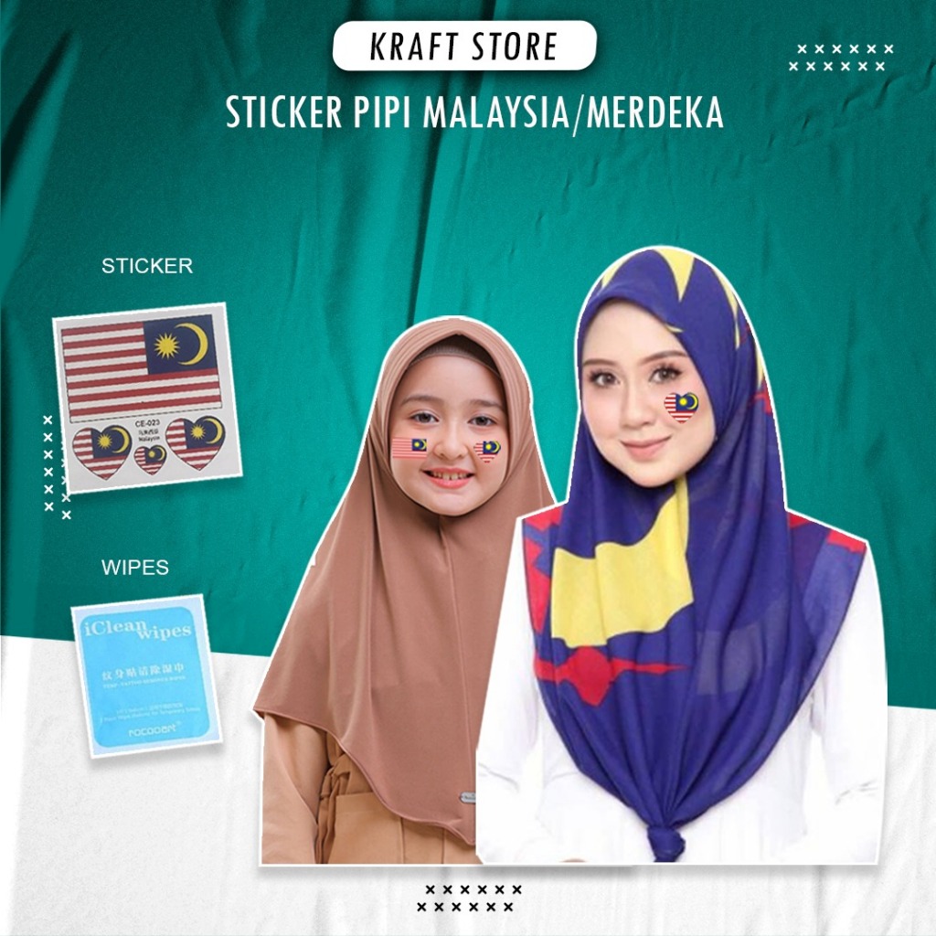 Sticker Pipi Tattoo Waterproof Merdeka Malaysia Face sticker Tattoo ...