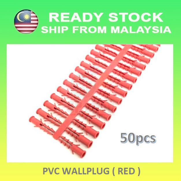 Wall Plug Plastic PVC for screw #6 & #8 - Red | Shopee Malaysia