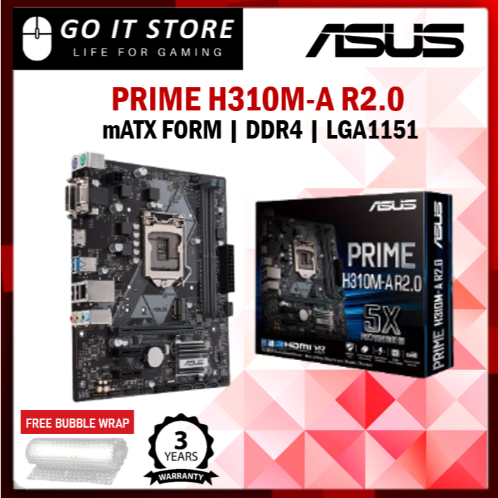 Asus PRIME H310M-A R2.0 DDR4 Intel LGA1151 mATX Motherboard | Shopee Malaysia