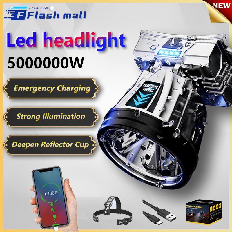 【Ready Stock】head lamp lampu kepala 2400mah Rechargeable LED headlight ...