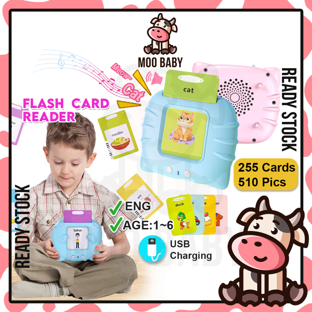 ⭐Moo Baby Flash Card for Baby Learning Toys Flash Card Reader for Kids ...