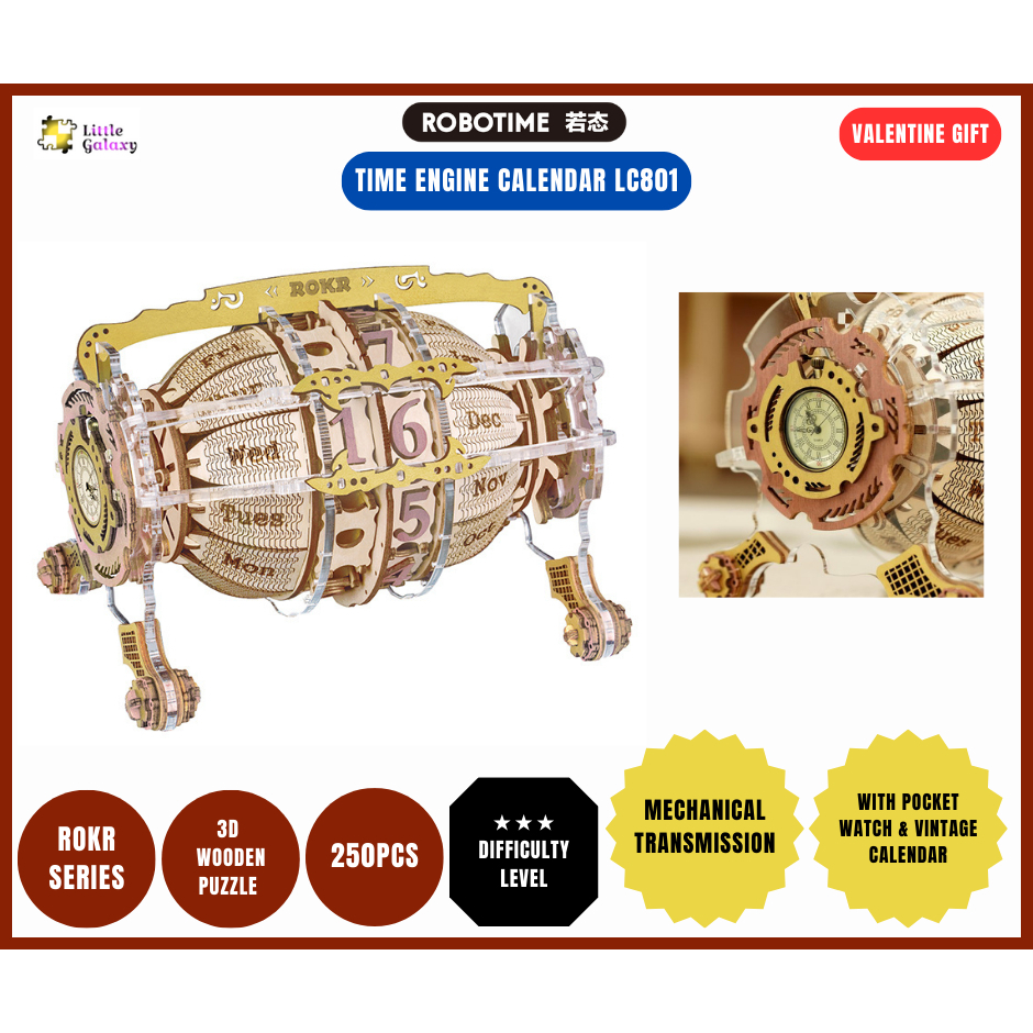 [Ready Stock] Robotime ROKR 3D Mechanical Wooden Puzzle Time Engine ...