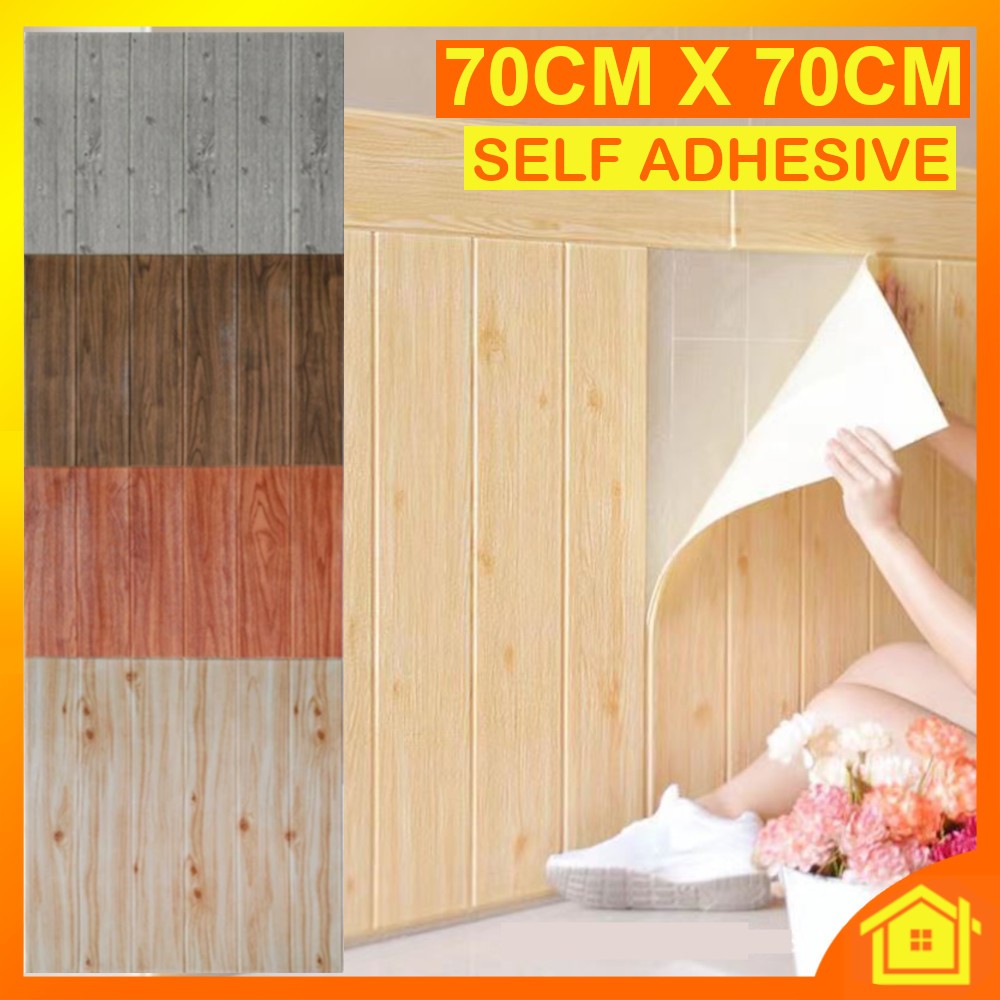 [OneHome] PE Foam 3D Wall Stickers Home Wallpaper DIY Wooden Strap ...