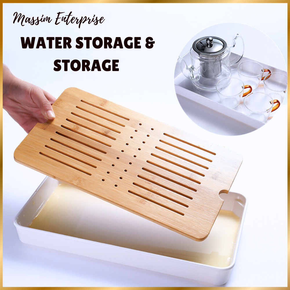 Teapot Tray Bamboo Tray Kitchenware Storage Teatime Teaset Pinggan Teh ...