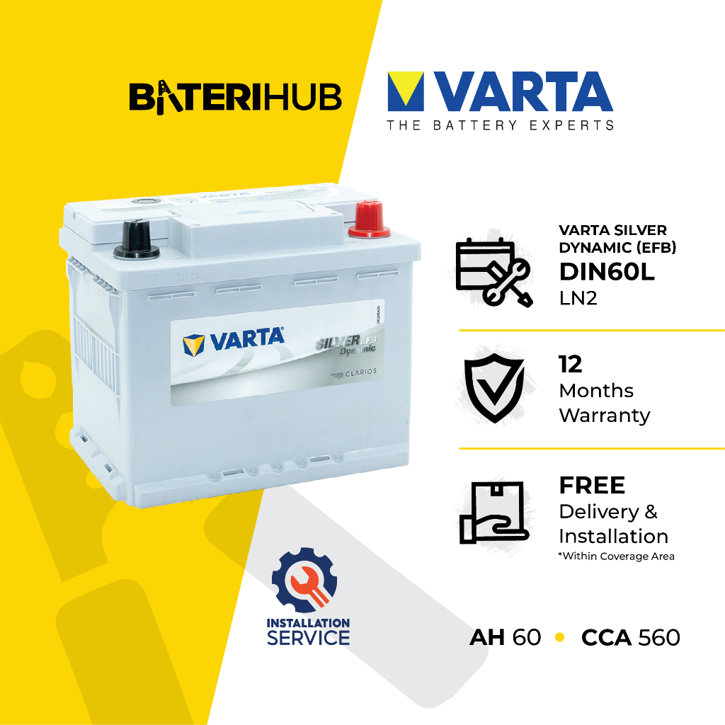 [Installation Provided] DIN60L LN2 Varta Silver Dynamic EFB | Car Battery X50 Elantra Getz ...
