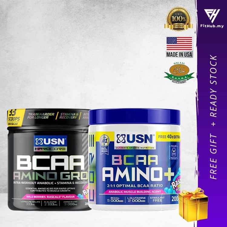 USN BCAA Amino Gro (33 Scoops | 200g) Intra-Workout Muscle Growth ...