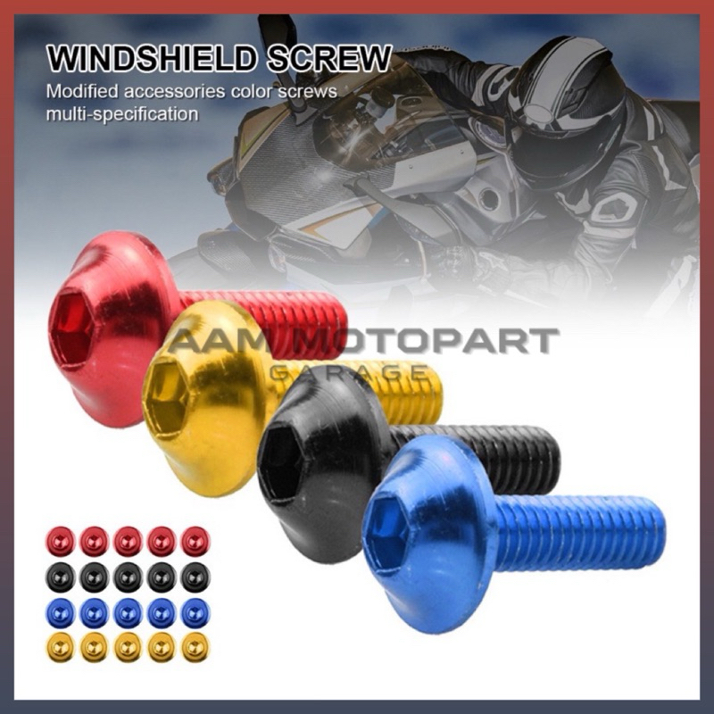 SCREW VISOR M5 4PCS WINDSHIELD COWLING THAILAND SKRU VISOR RS150 RSX ...
