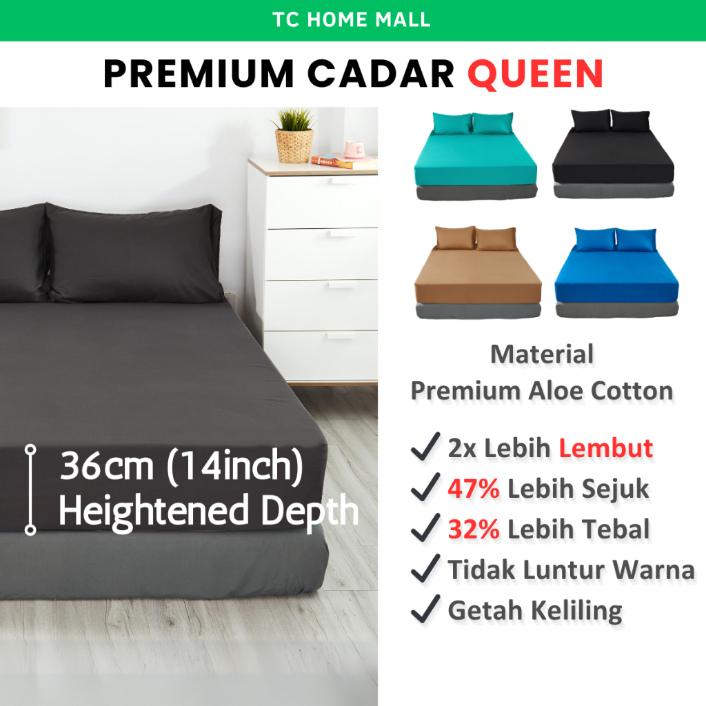 Cadar Queen Bed Sheet Queen Size Bed Sheet Sarung Tilam Queen Plain ...