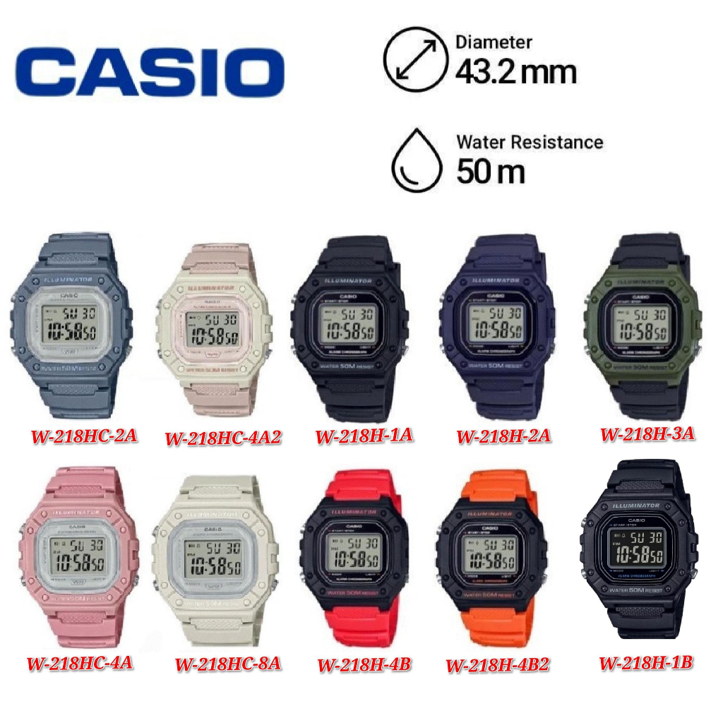 Casio Digital Standard Collection W-218H / W-218HC . | Shopee Malaysia