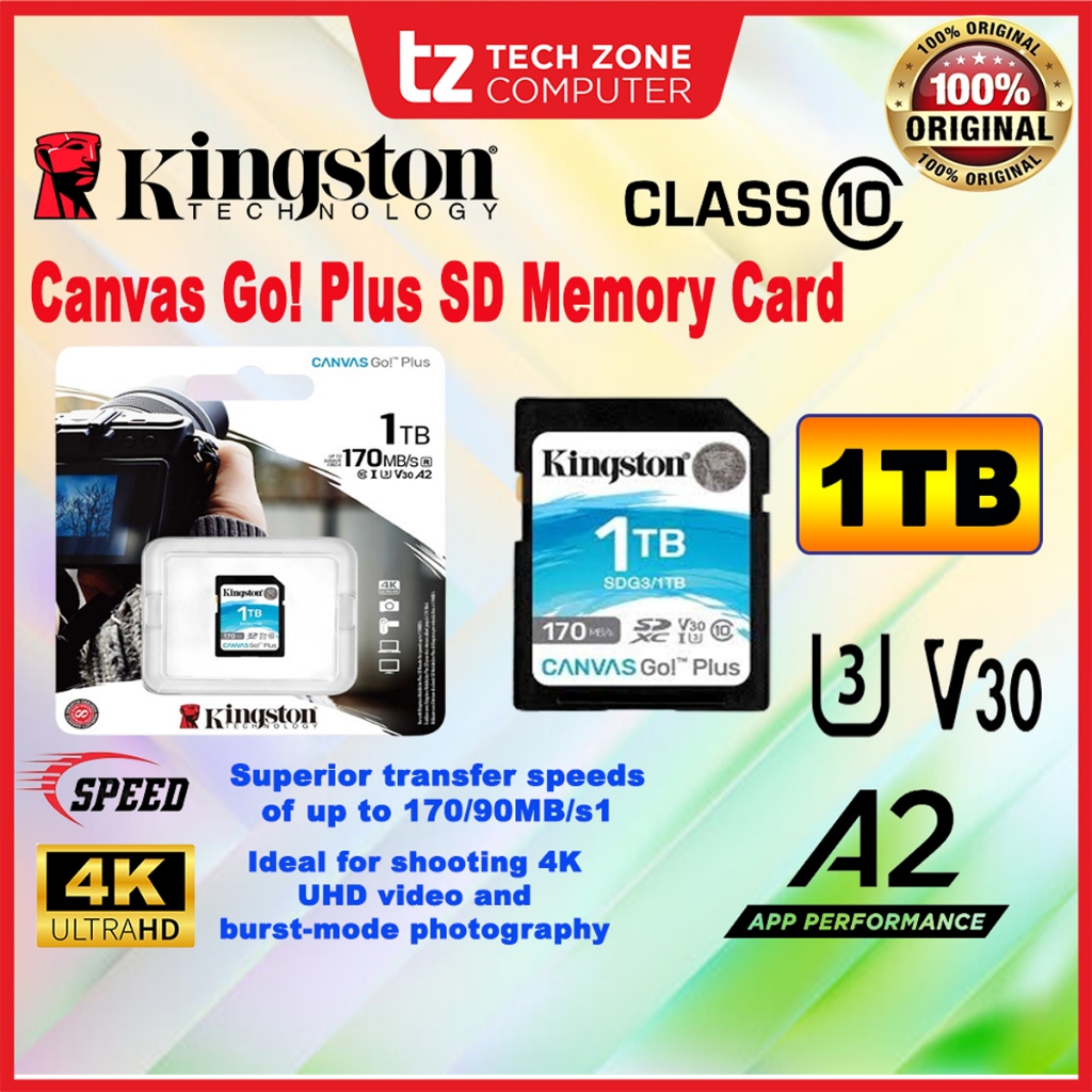 Kingston Canvas Go! Plus SD Memory Card SDG3 Class 10- (SDG3/1TB ...