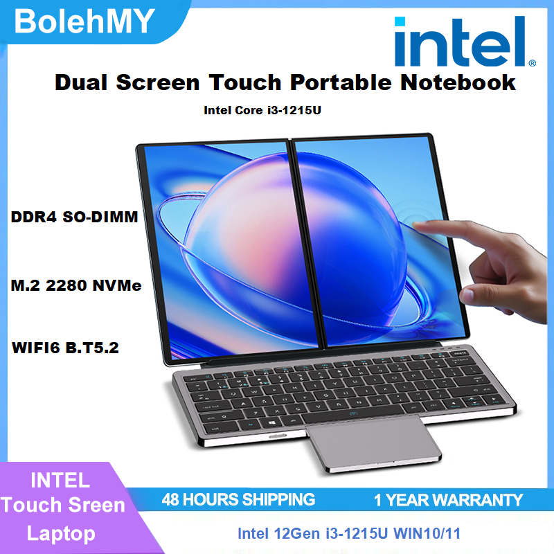DS18 Intel i3-1215U 10.95 Dual Screen Touch DDR4 Win11 4K PCIe NVMe WIFI6 B.T5.2 Portable ...