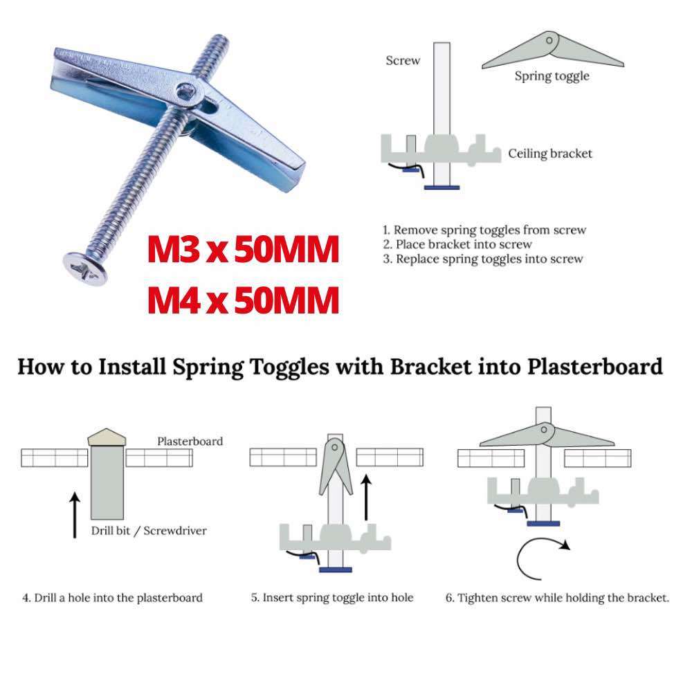 Metal Spring Toggles Butterfly Anchor Screws for Plaster Ceiling ...