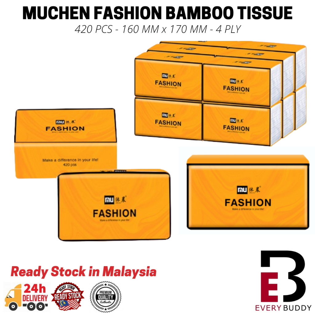 Muchen Fashion Bamboo Tissue 420pcs Orange Tissue Paper Soft Tissue ...