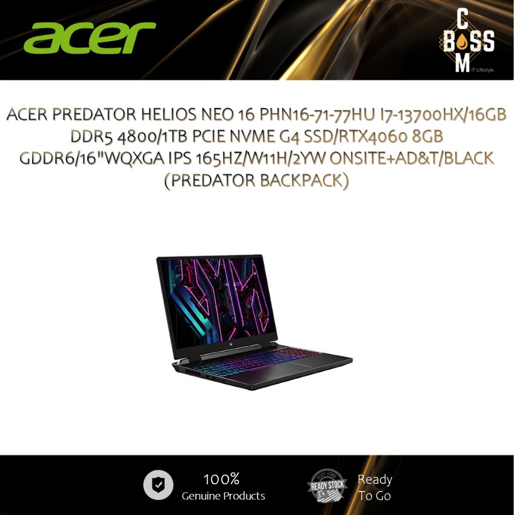 ACER PREDATOR HELIOS NEO 16 PHN16-71-77HU I7-13700HX/16GB DDR5 4800/1TB ...