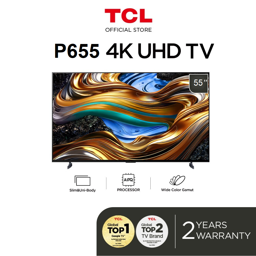 TCL 55" 4K UHD Smart LED TV 55P655 Dolby Audio Dynamic Color Enhancement | Shopee Malaysia