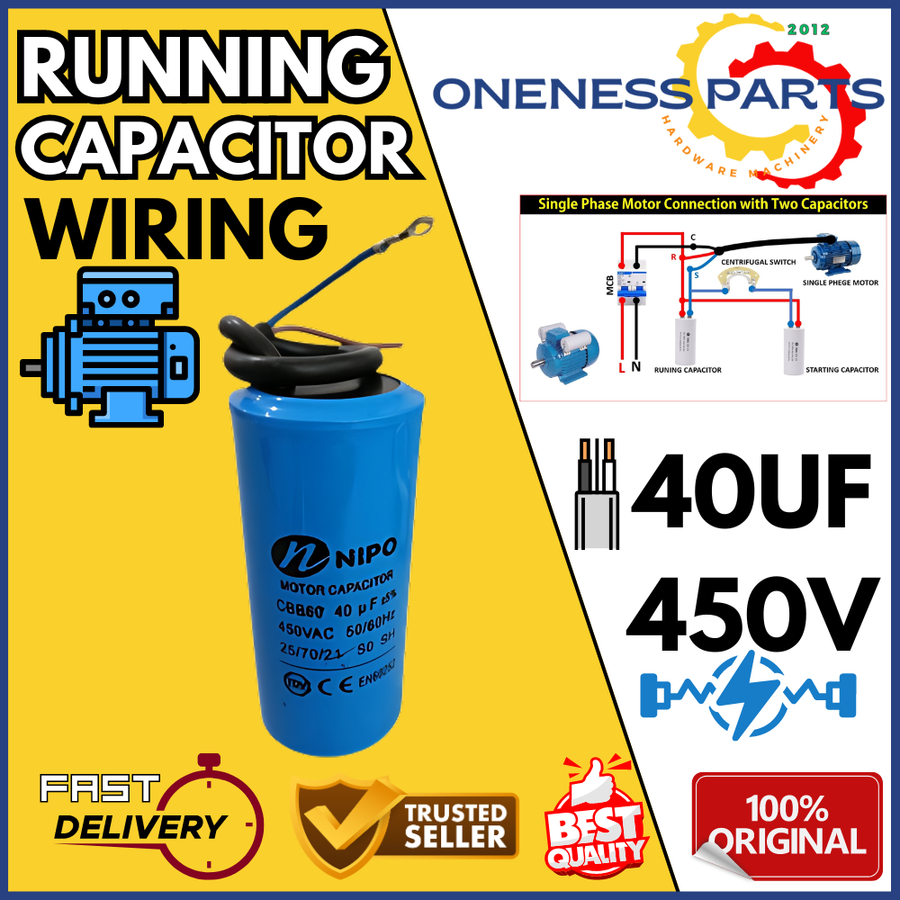 40UF Capacitors CBB60 40UF 450V Motor Air Compressor Start capacitor ...