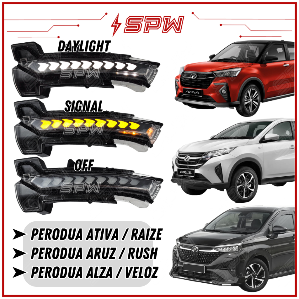Perodua Ativa Alza Aruz / Toyota Raize Rush Veloz Side Mirror LED ...