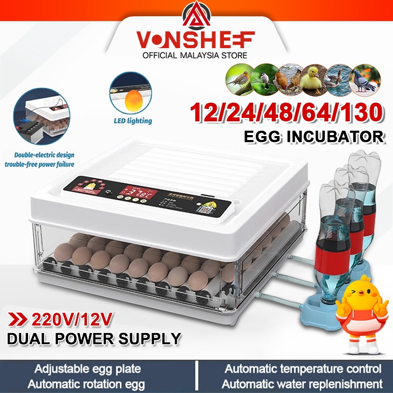 130 Eggs Auto Turning Incubator Thermostatic Alat Mesin Penetas Tempat ...