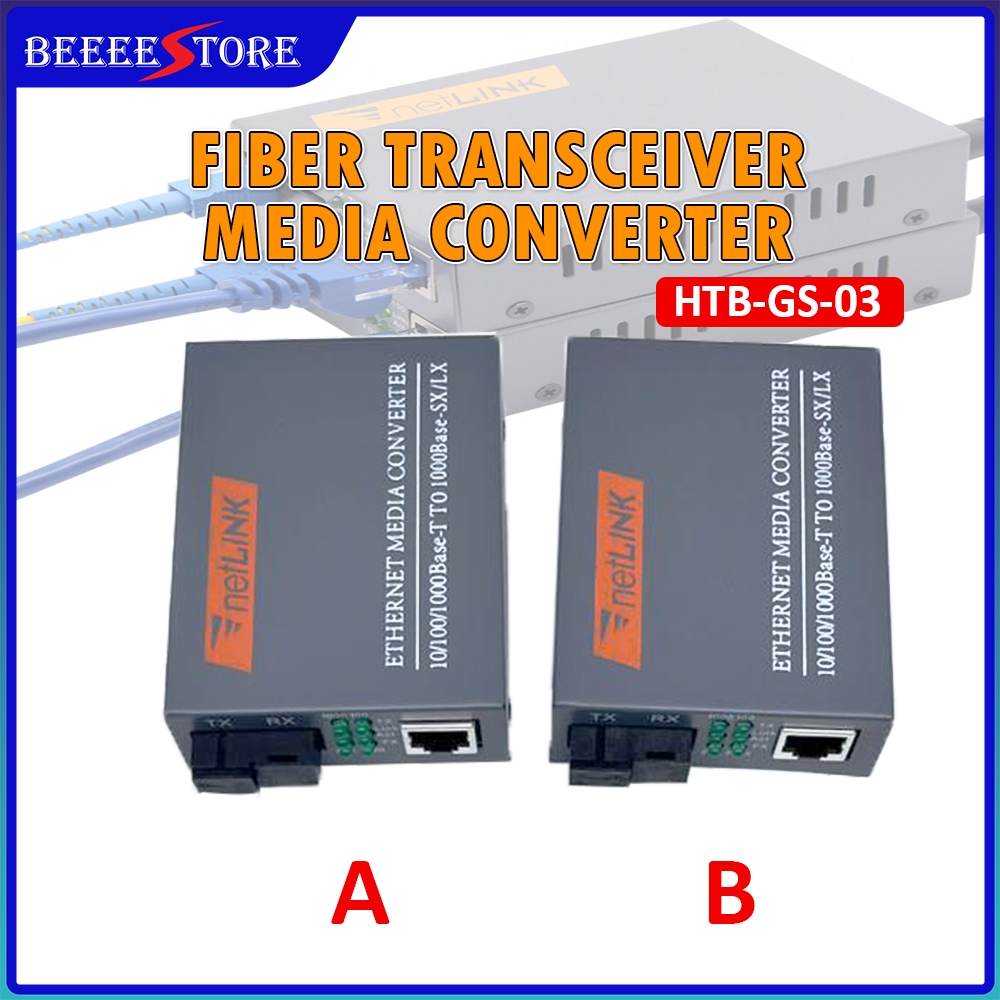 HTB-GS-03 A/B Fiber Transceiver Single Fiber Converter SC 5KM / 20KM 10 ...