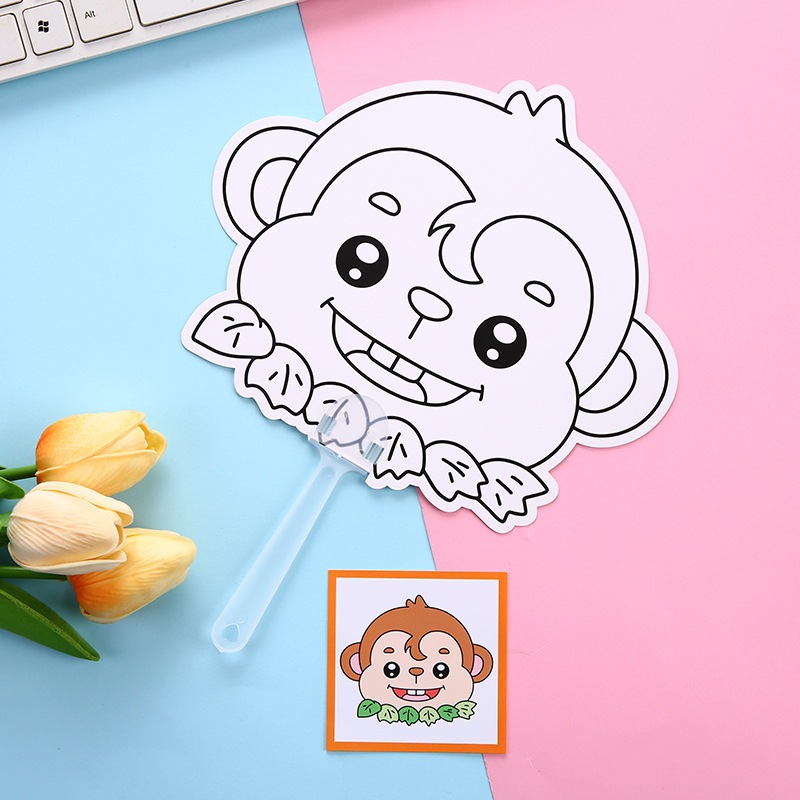 DIY Fan Art Kids Craft For Kids Learning Painting Hand Fan Coloring ...
