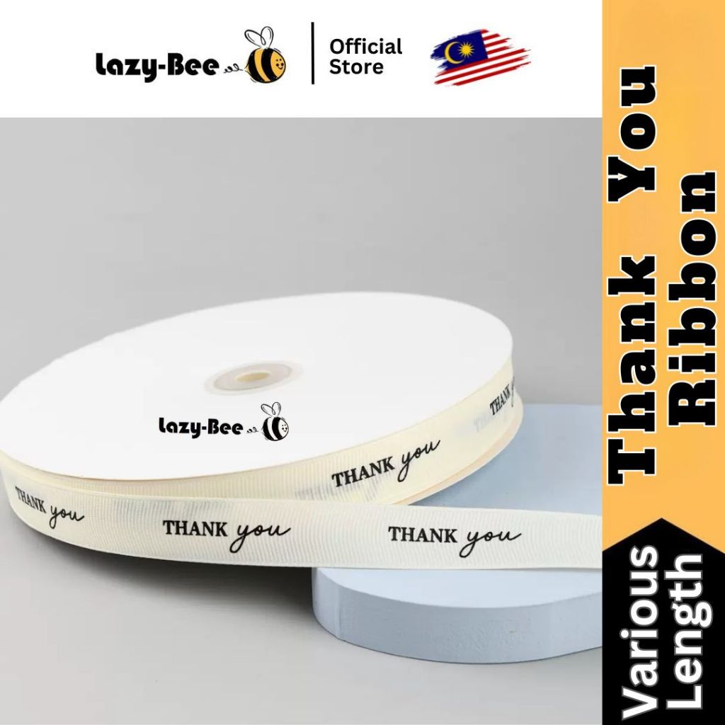 LAZY BEE Thank You Ribbon Terima Kasih Riben hadiah Reben Packaging INS ...
