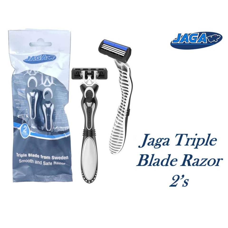 JAGA Triple Blade Razor Super Stainless Steel Smooth Safe 2pcs | Shopee ...