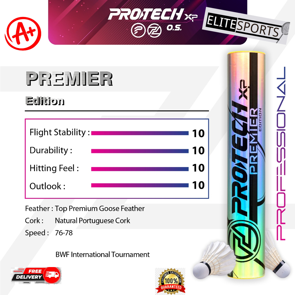 PROTECH Premier Edition Shuttlecock ready stock 100% ORIGINAL badminton ...