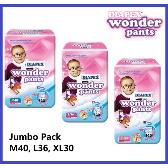 Diapex Wonder Pants Jumbo Pack - M40/L36/XL30/XXL24 | Shopee Malaysia