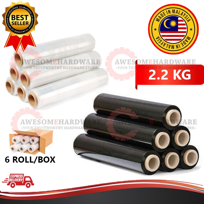 (2.2KG) MALAYSIA 50CM 20" 23 MICRON STRETCH FILM WRAPPING PLASTIC ROLL ...