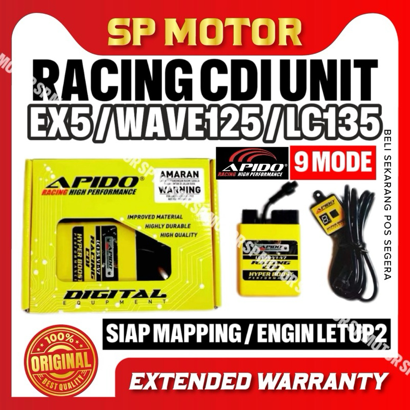 APIDO Racing CDI 9 Mode PNP LC135 V1-V7 EX5 WAVE125 W125s Hyper Boost ...