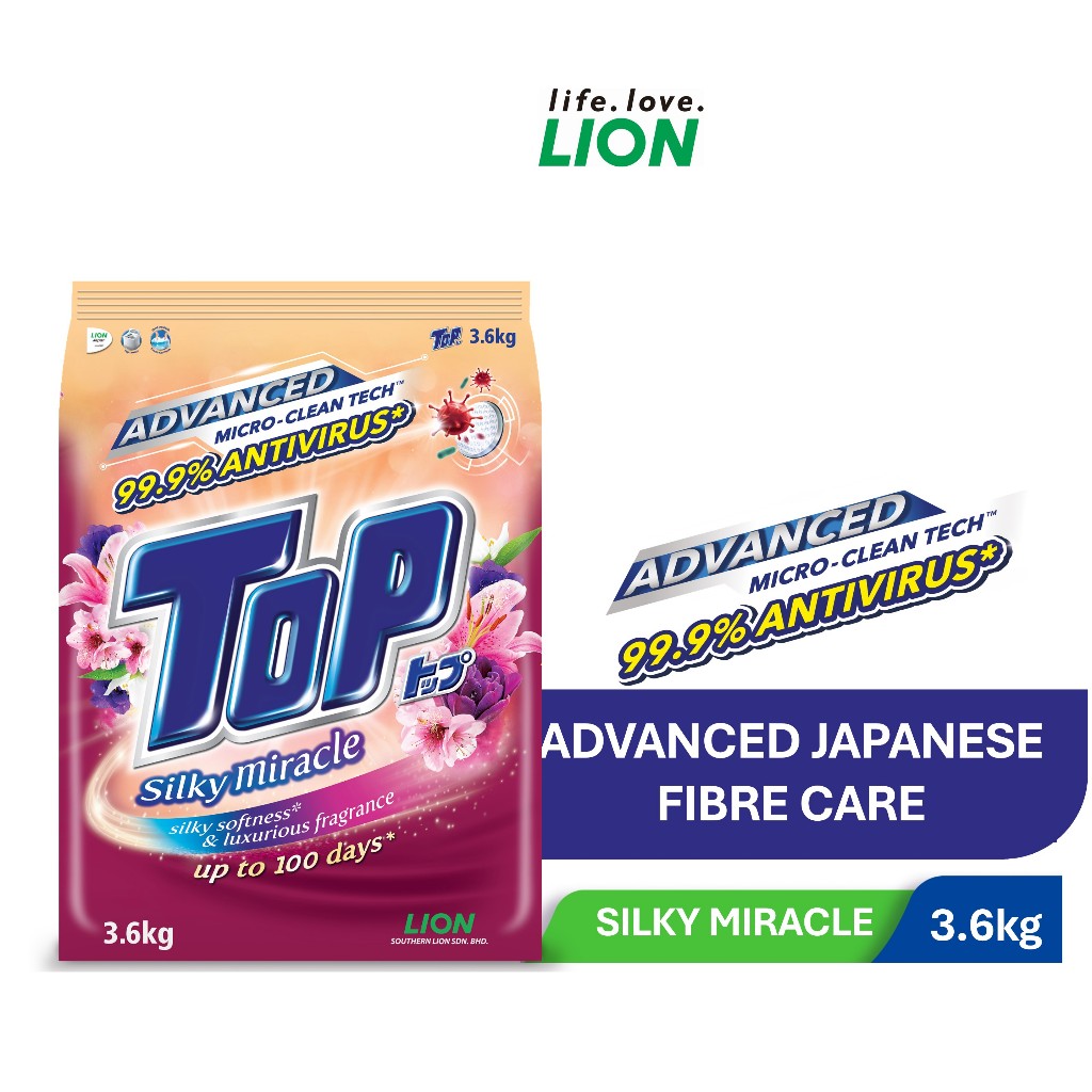 TOP Powder Laundry Detergent - Silky Miracle (3.6kg) | Shopee Malaysia