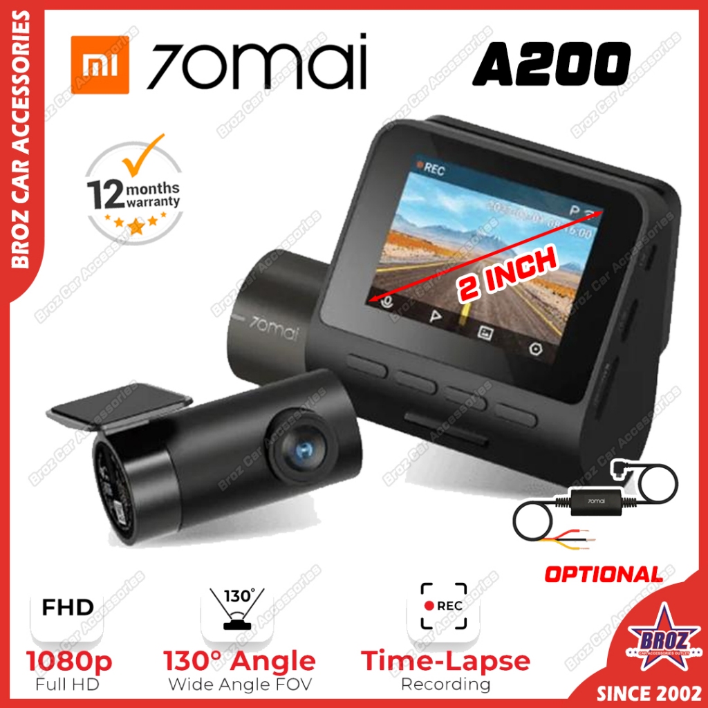 [New Launch] 70mai Dashcam A200 Dual Channel 1080P Full HD+ HDR | 24H ...