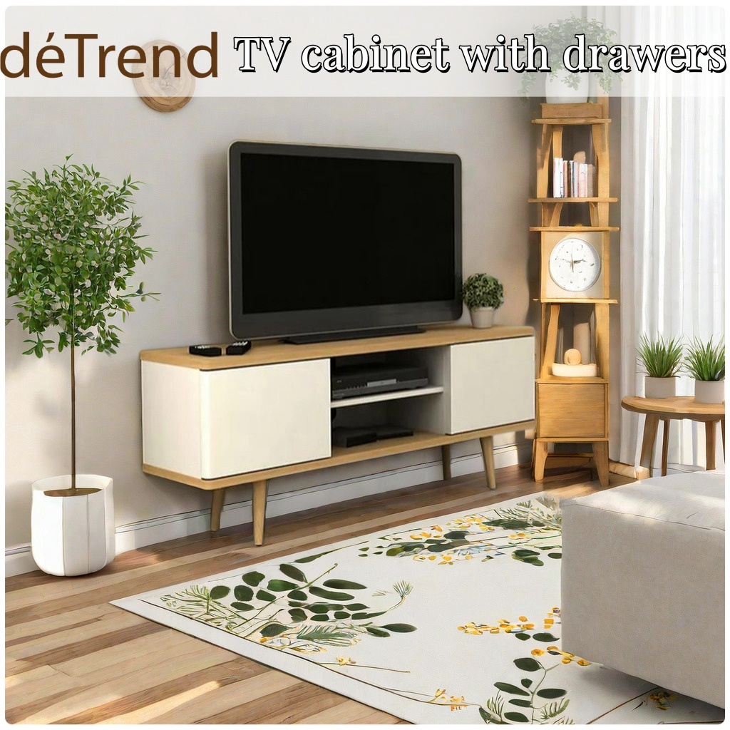deTrend 5ft TV Cabinet Modern Media Storage TV Cabinet with Two ...