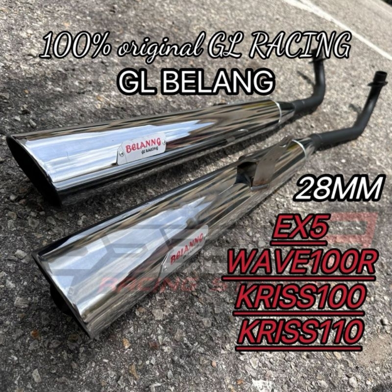 100%ORIGINAL EXHAUST GL BELANG 28MM EX5 KRISS100 KRISS110 WAVE100R ...