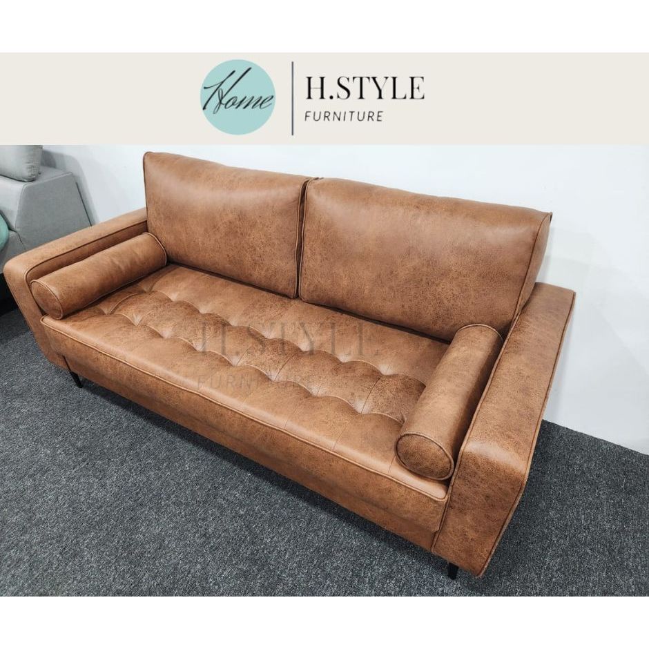 H STYLE 2+3+Stool Sofa in Leather look Synthetic Fabric | Shopee Malaysia