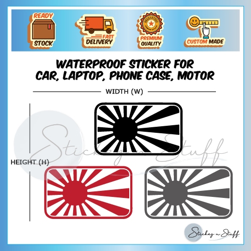 [D2] Japan Rising Sun Flag Sticker JDM Jepun Sunrise Stiker Kereta ...