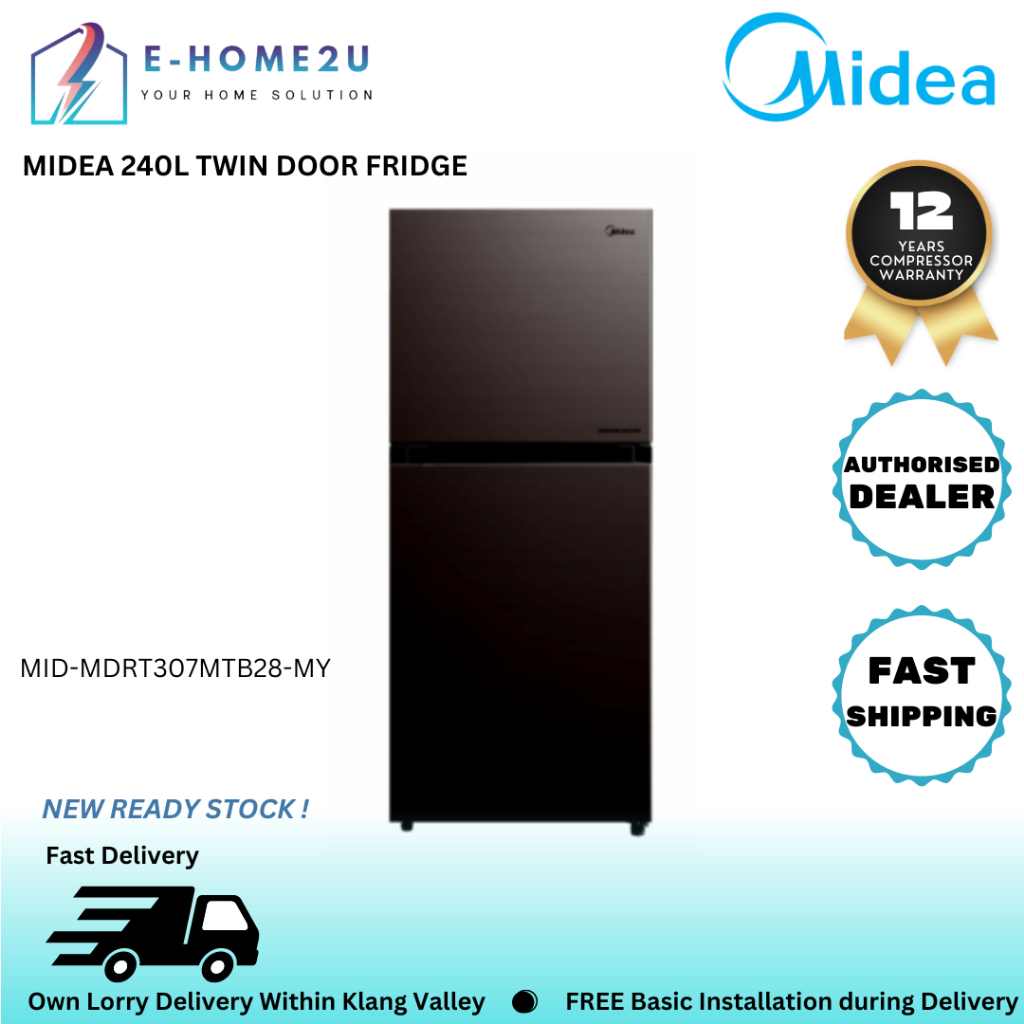 MIDEA (MID-MDRT307MTB28-MY) 240L TWIN DOOR FRIDGE | Shopee Malaysia