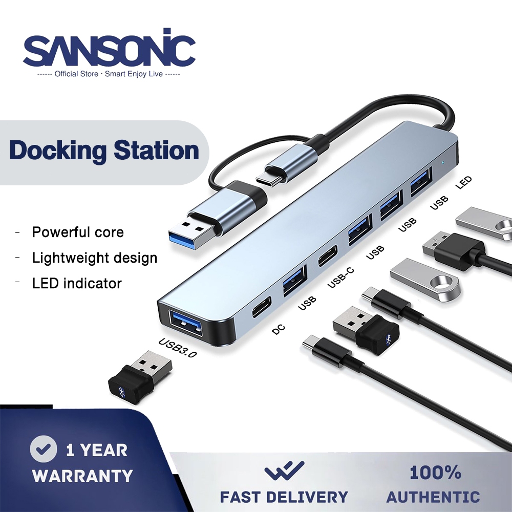 SANSONIC USB 3.0 Hub 7 Ports USB Type C Adapte Ultra Slim Mouse ...