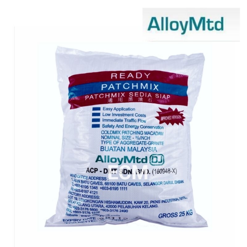 PATCHMIX (25KG) Cold Premix, Tar Sejuk, No Mixing, No Heating, No Heavy Equipment, Apply Direct ...