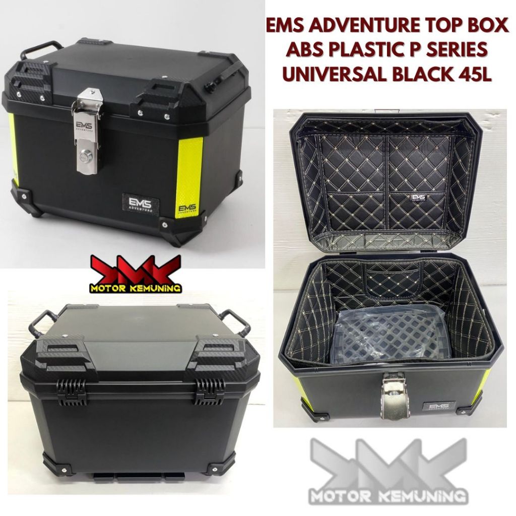 EMS 35L 45L ADVENTURE TOP BOX ABS PLASTIC P SERIES UNIVERSAL BOX BLACK HITAM | Shopee Malaysia