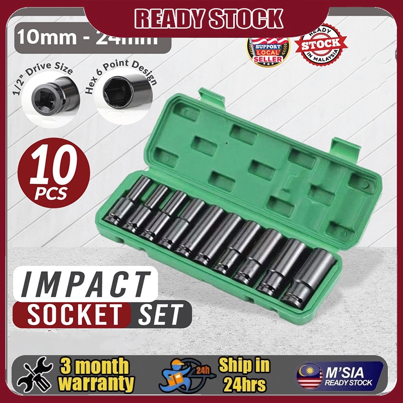 10PCS Socket Wrench Set-Deep Box Black Tool Set with Socket Wrench ...