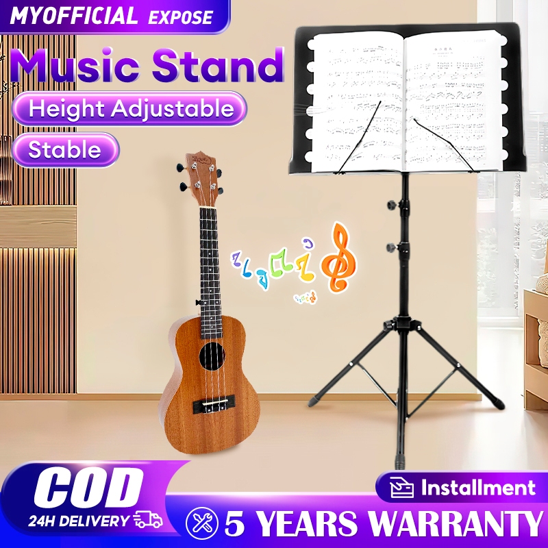 Music Stand Foldable Adjustable Heavy Duty Music Stand Tray | Shopee ...