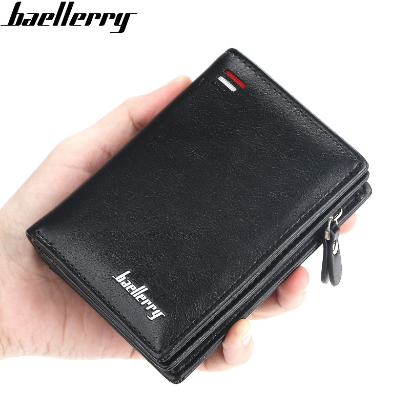 Baellerry Men's Short Wallet Men Leather Zipper Coin Purse Card Pocket ...