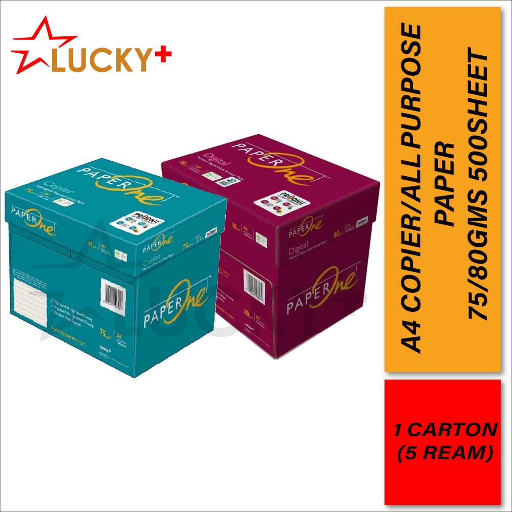 PaperOne A4 Copier Paper 75/80gsm 500s (1 Carton box 5 Ream ) A4 Paper ...